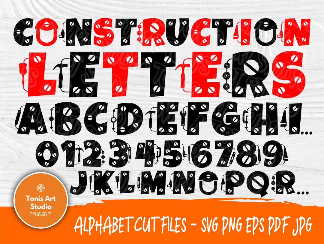 Construction Letters and Numbers, Svg Cut Files - Etsy