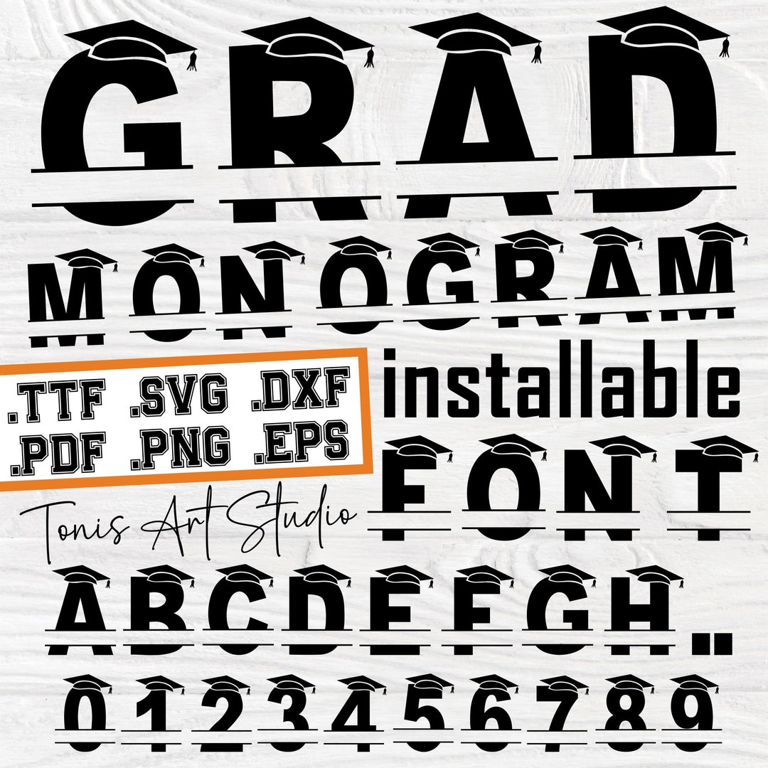 Graduation SVG Font, Graduate Font Svg, Ttf, Dxf, Graduation Monogram ...