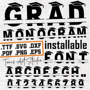 Graduation Monogram Font SVG, TTF, DXF (digital Download) - Etsy