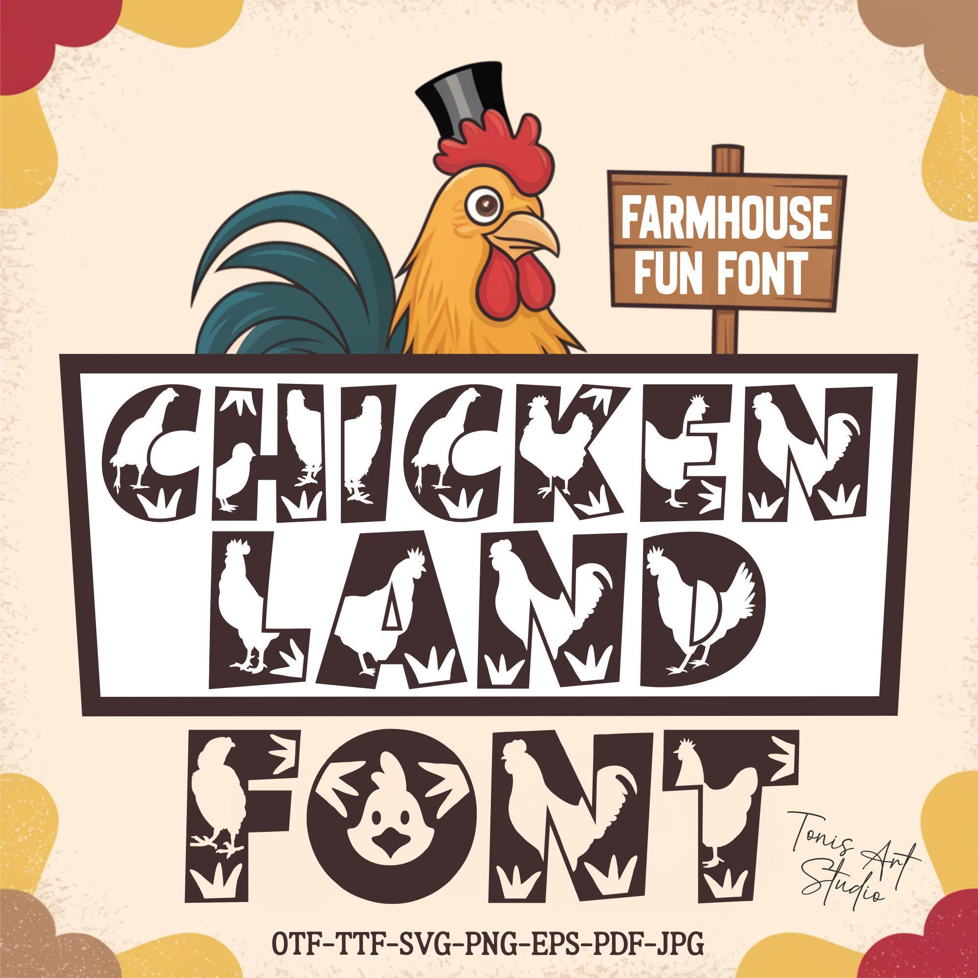 Chicken Font SVG | Farmhouse Style Letters | Chicken Alphabet Svg ...