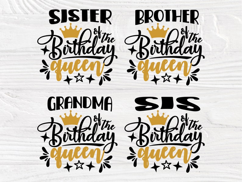 Birthday Queen SVG Bundle: Family Birthday Shirt Designs (digital ...