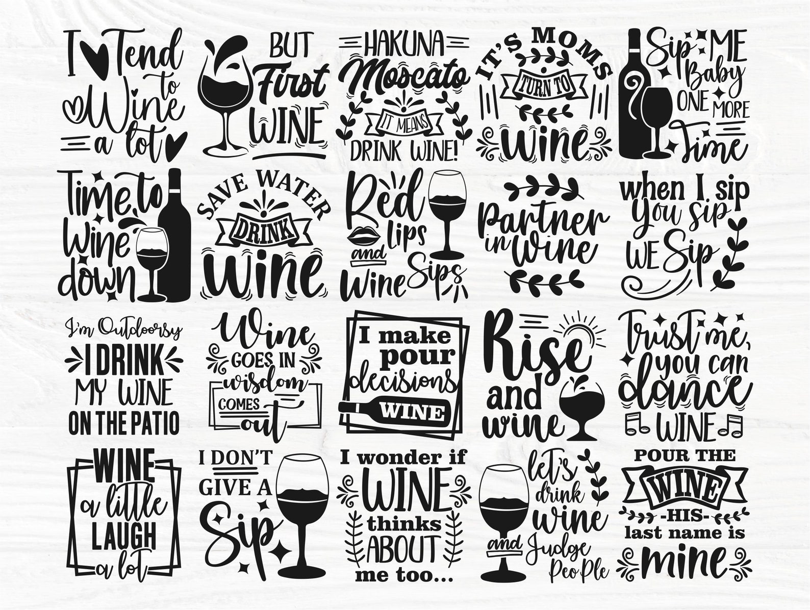 Wine Bundle SVG Drinking Svg Wine Svg Sayings Svg Alcohol - Etsy