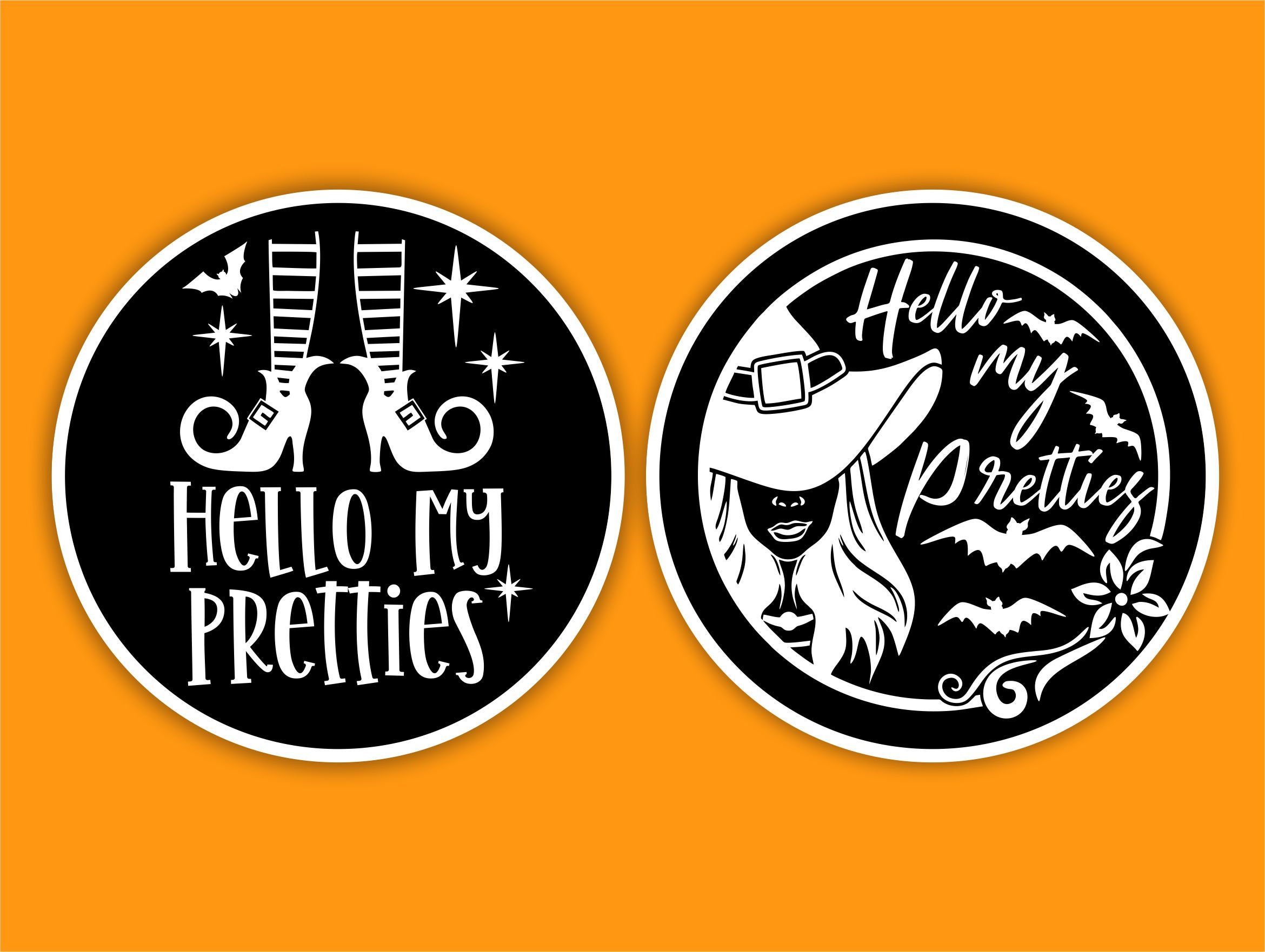 Hello My Pretties SVG, Halloween Round Sign Design - Etsy