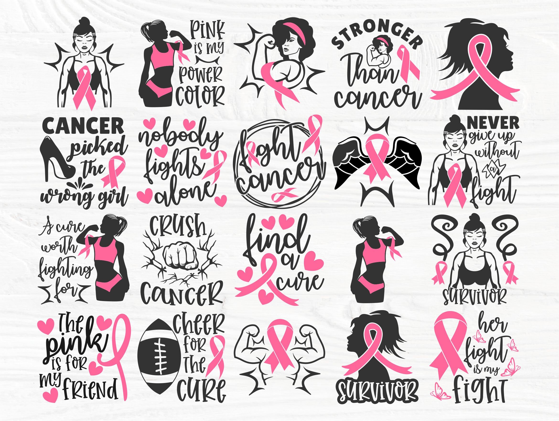 Breast Cancer SVG Bundle Strong Woman Svg Files | Etsy