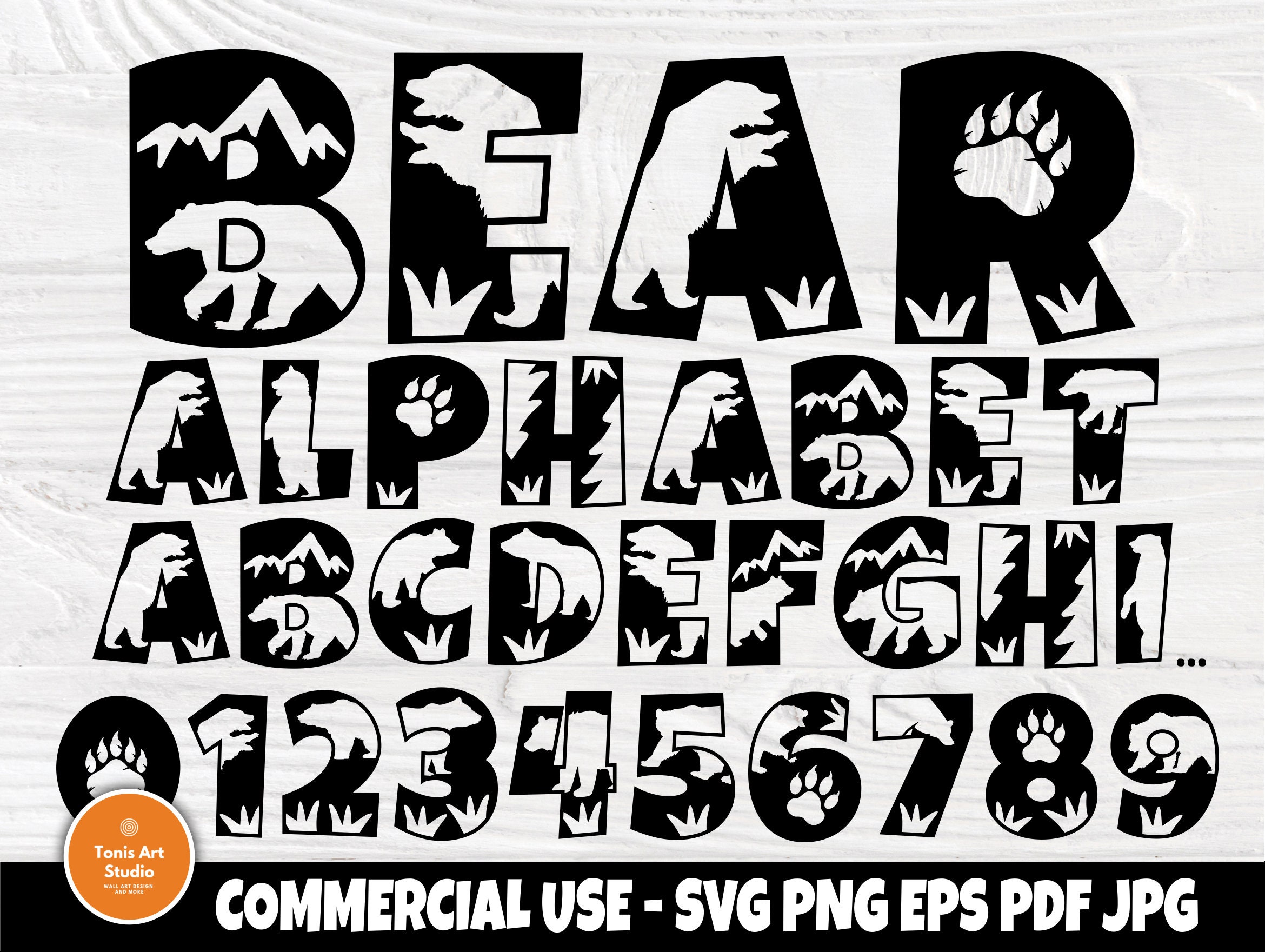 Bear Font SVG Alphabet Clipart Monogram Letters - Etsy UK