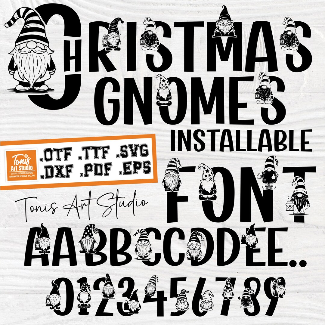 Gnome Font SVG, OTF, TTF | Christmas Font Svg | Pattern Font | Gnome ...