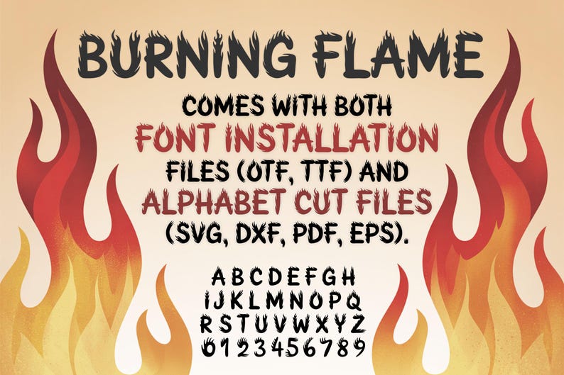 Burning Flame Font: Fire Alphabet (SVG, OTF, TTF) - Etsy
