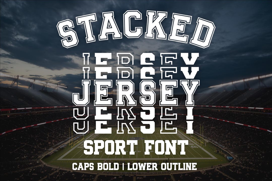Stacked Jersey Font: Varsity Bold Outline, Sports Typography - Etsy
