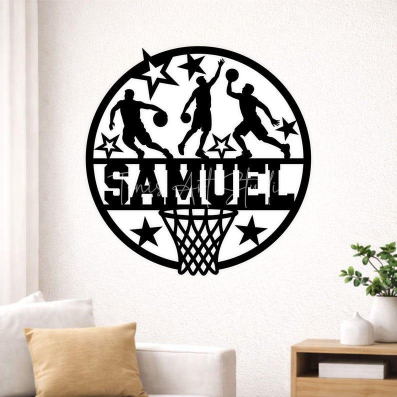Basketball Round Name Sign SVG | Personalized Wall Art | Laser Cut ...