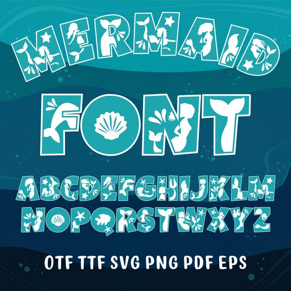 Mermaid Font - Etsy