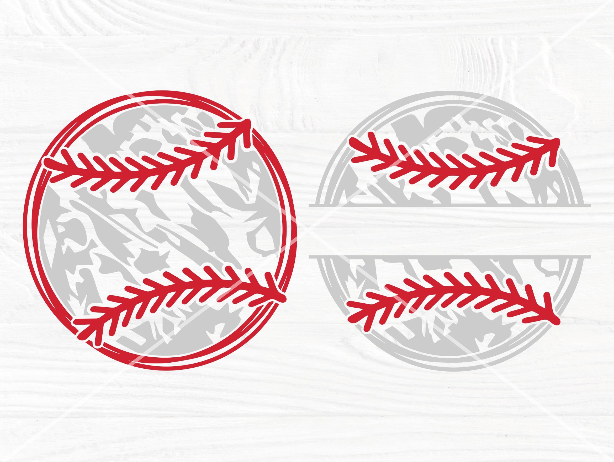 Split Baseball Ball SVG Split Softball Svg Grunge Monogram - Etsy