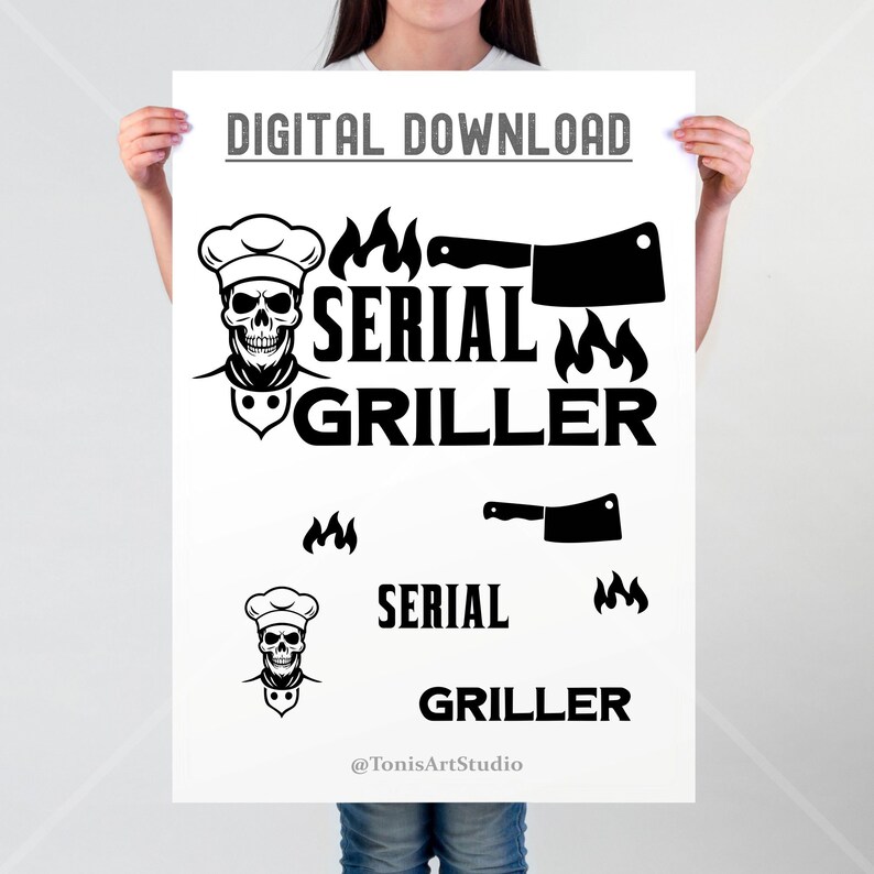 Serial Griller SVG: Chef Skull BBQ Cutting Files (digital Download) - Etsy