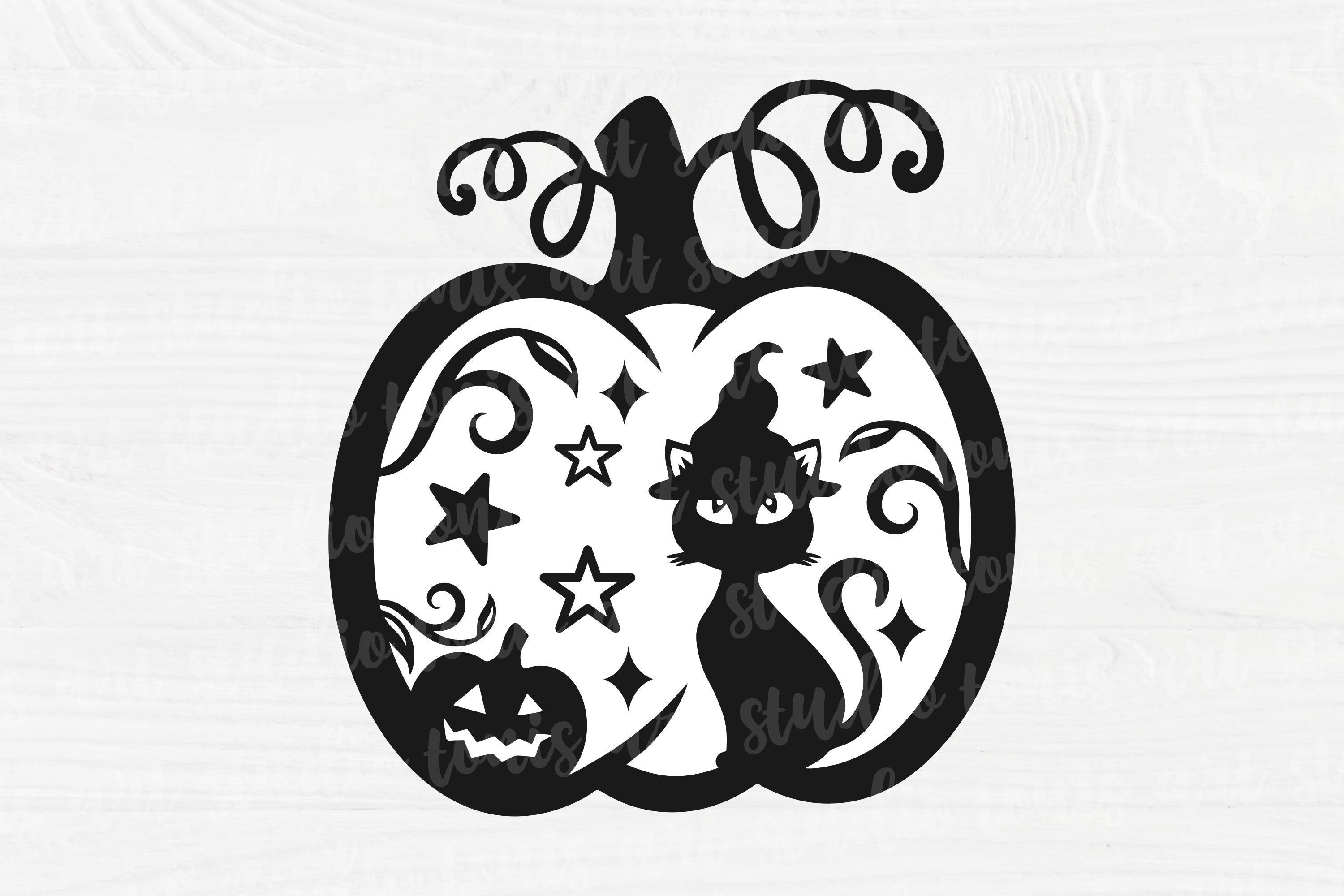 Halloween Cat Silhouette Pattern