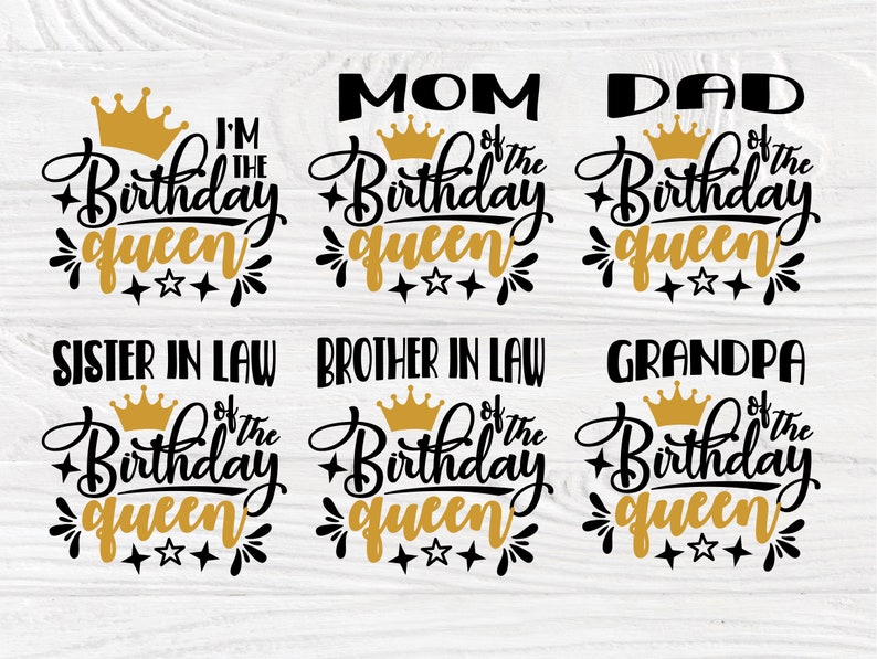Birthday Queen SVG Bundle: Family Birthday Shirt Designs (digital ...