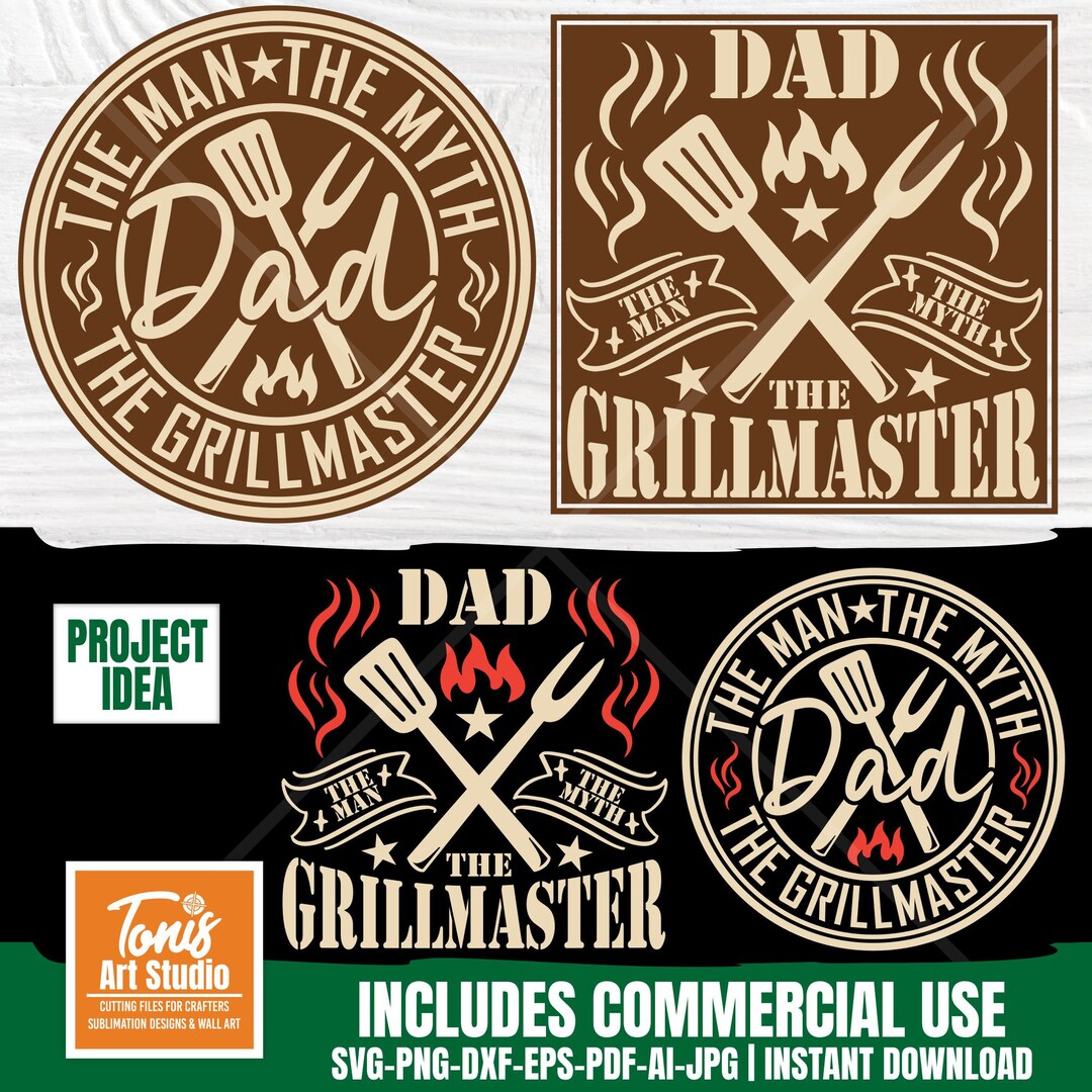 Grill Master Dad SVG: Funny Father's Day T-shirt Design (digital ...