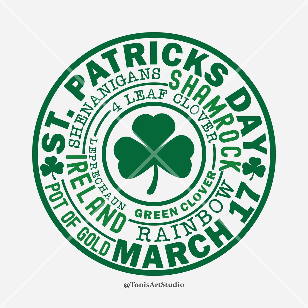 St. Patrick's Day Subway Art: Shamrock Clover SVG PNG DXF (digital ...