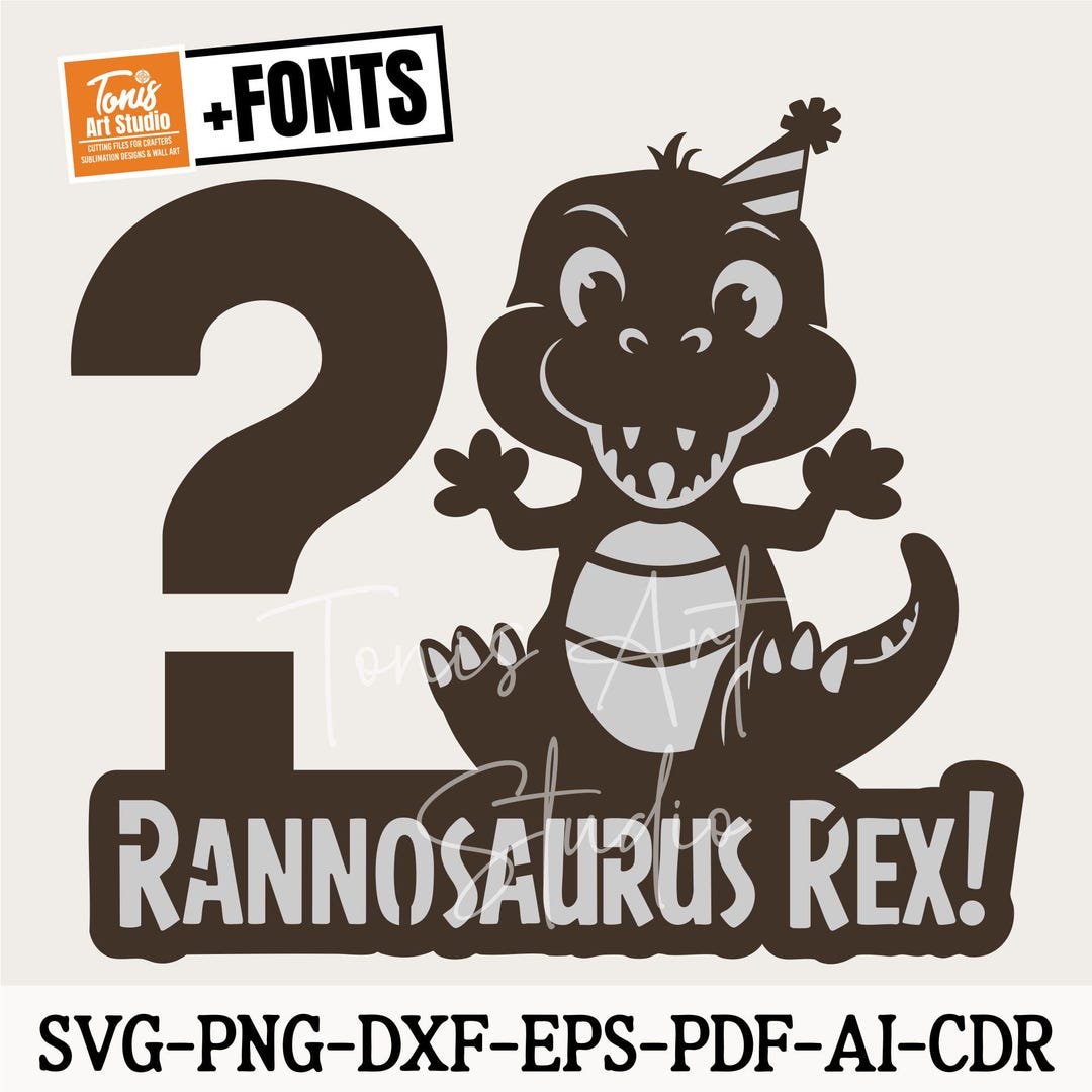 Tyrannosaurus Rex SVG, Baby Dinosaur SVG, Birthday Cake Topper ...