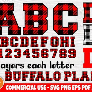 Buffalo Plaid SVG Fonts, Alphabet Clipart, Plaid Letters & Numbers ...