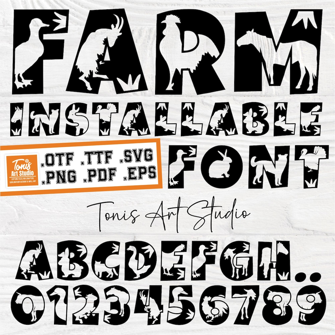 Fuente de granja SVG / Fuente de granja / Letras de animales de granja ...