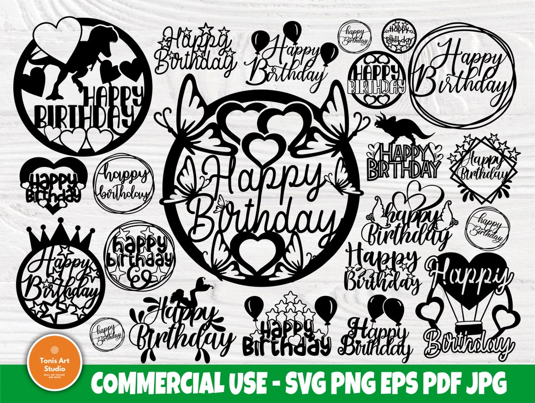 Happy Birthday Svg Bundle | Balloon Cake Topper | Cake Toppers Svg ...
