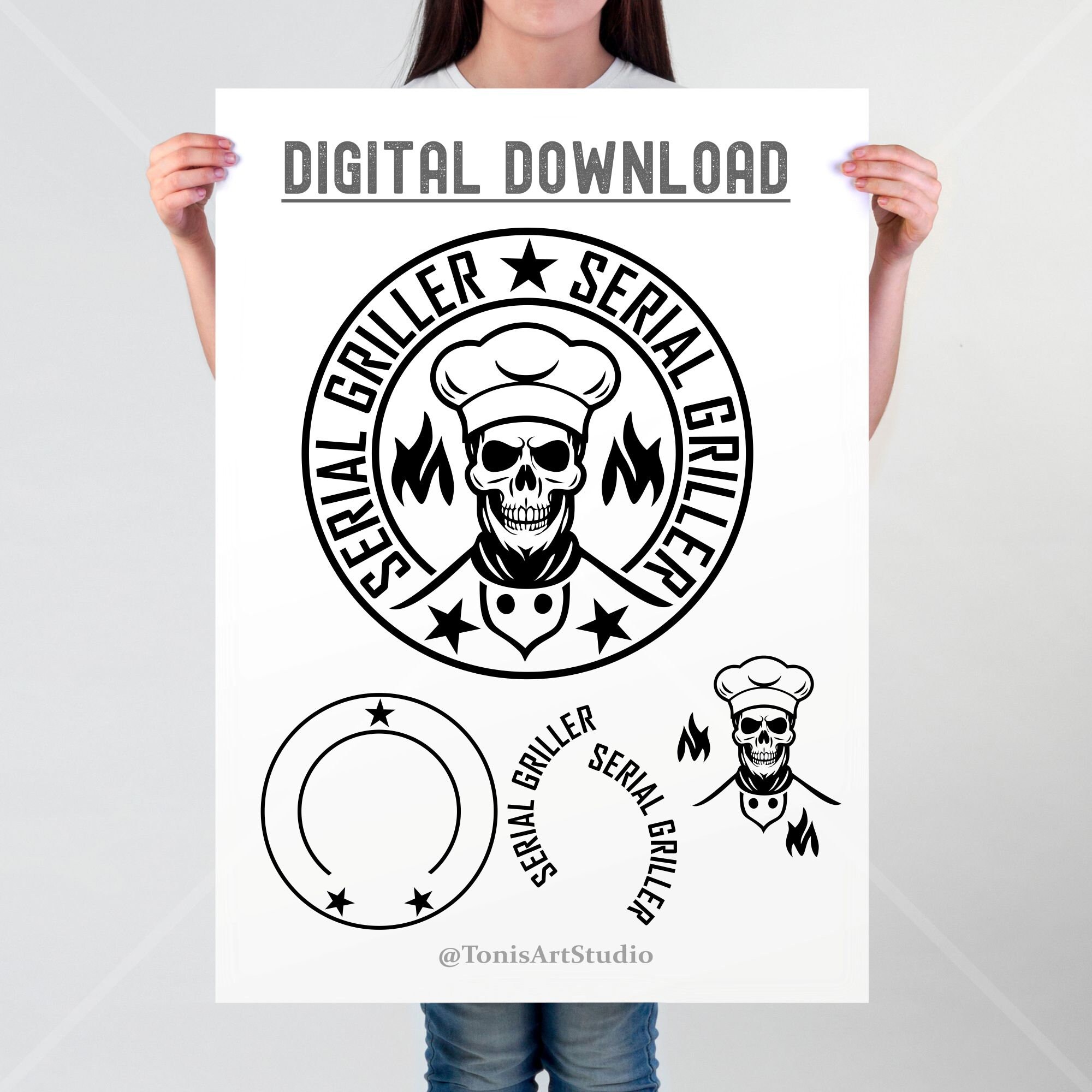 Serial Griller SVG: Chef Skull BBQ Cutting Files (digital Download) - Etsy
