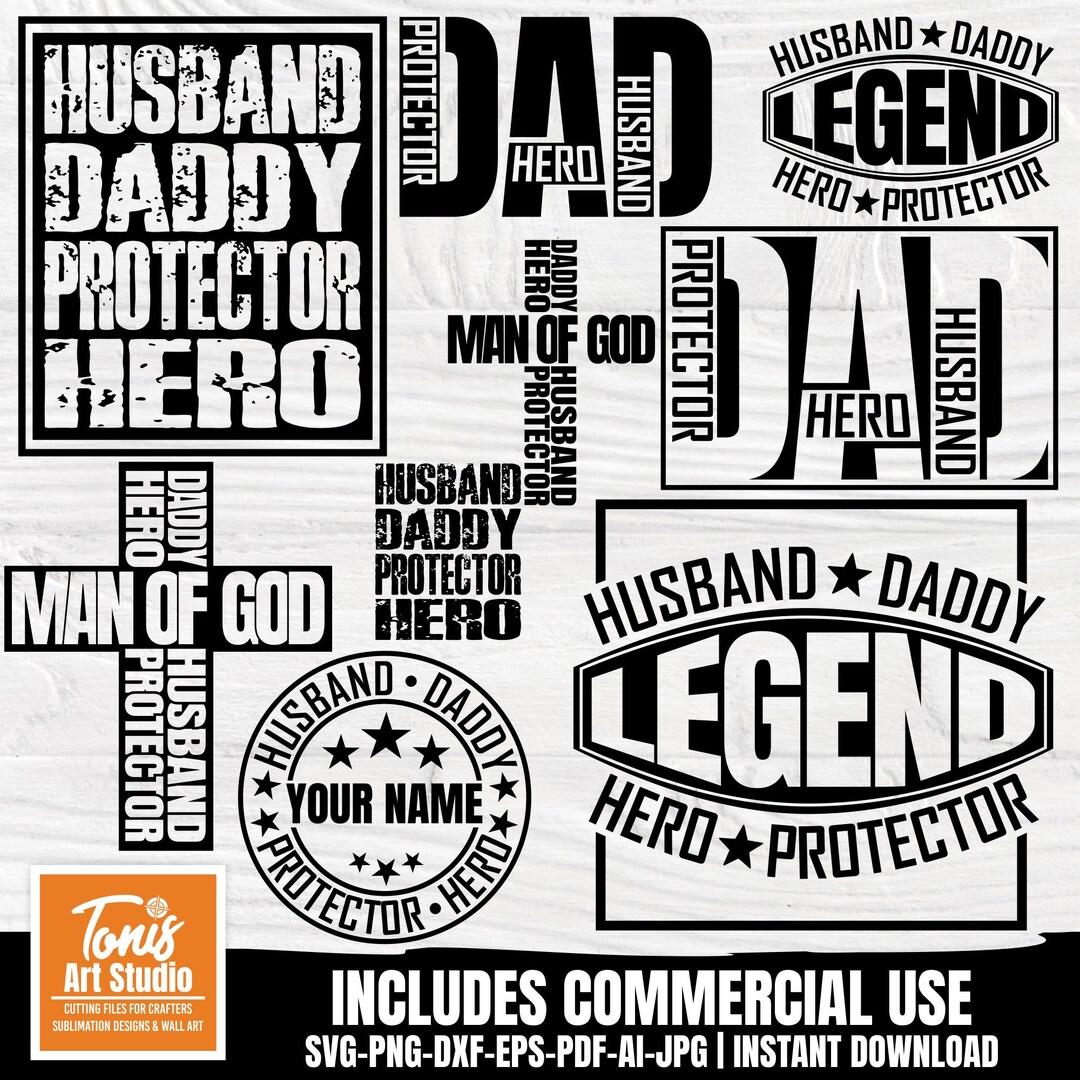 Husband Daddy Protector Hero Svg, Dad Svg Bundle, Father's Day Gift ...