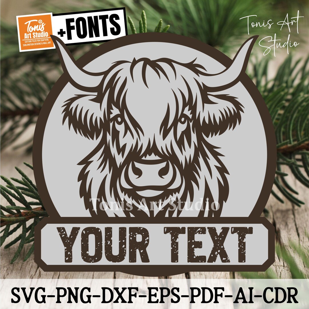 Highland Cow Name Sign SVG | Highland Cow Svg | Farmhouse Theme ...