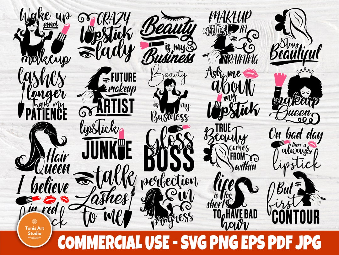 Makeup SVG Bundle, Lipstick Svg, Natural Hair Svg - Etsy