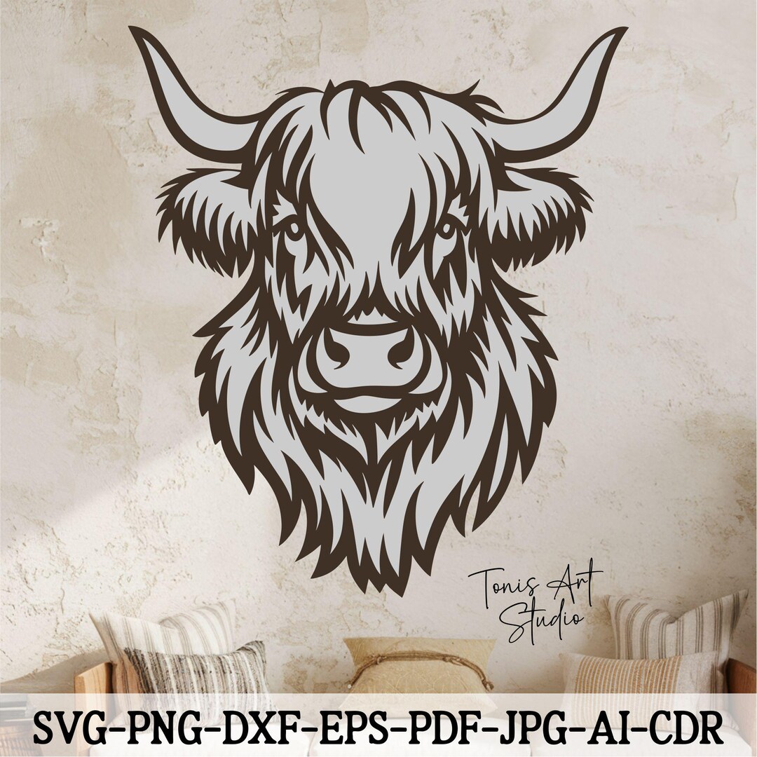 Highland Cow Head SVG | Highland Cow Svg | Cow Head Svg | Farmhouse Cut ...