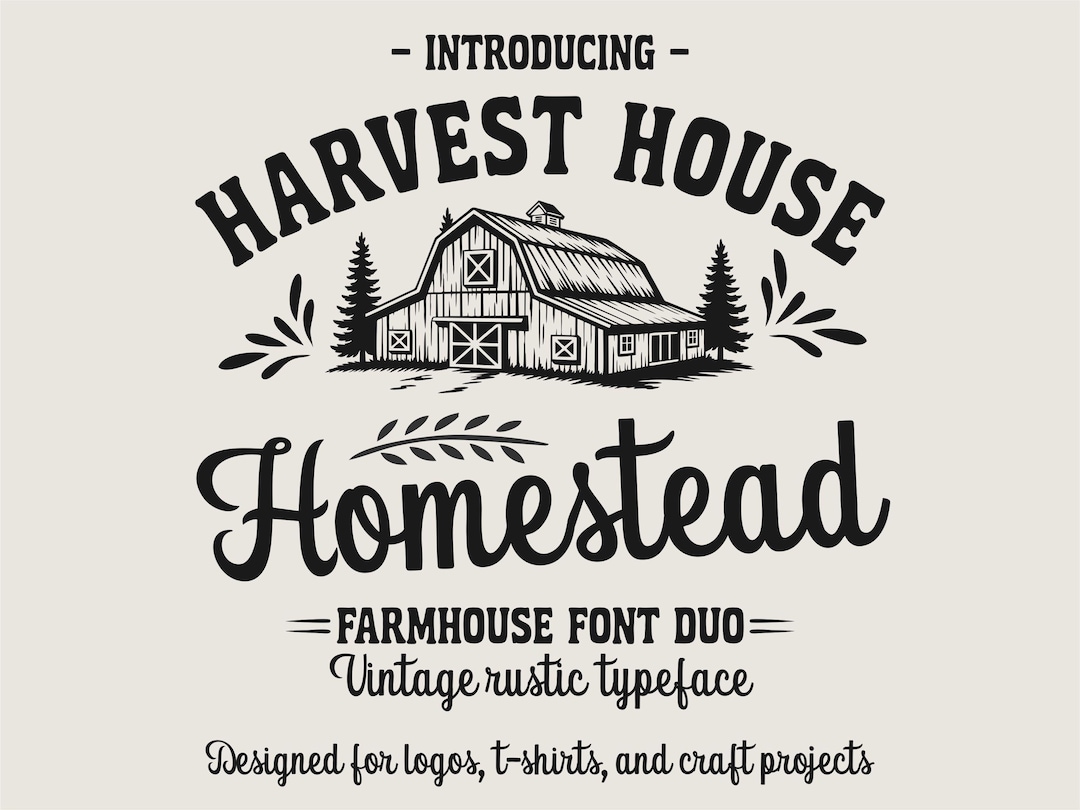 Farmhouse Font Bundle – Rustic Serif, Script Typeface, Vintage Country ...