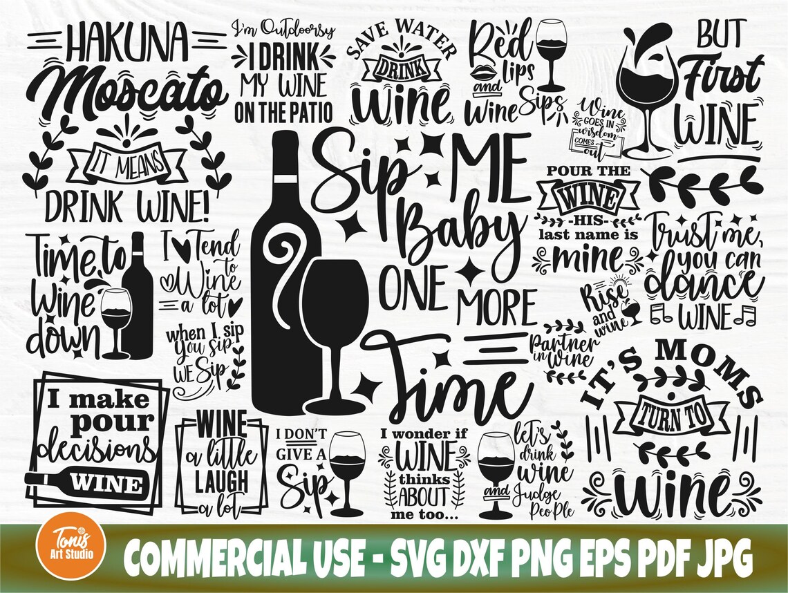 Wine Bundle SVG Drinking Svg Wine Svg Sayings Svg Alcohol - Etsy