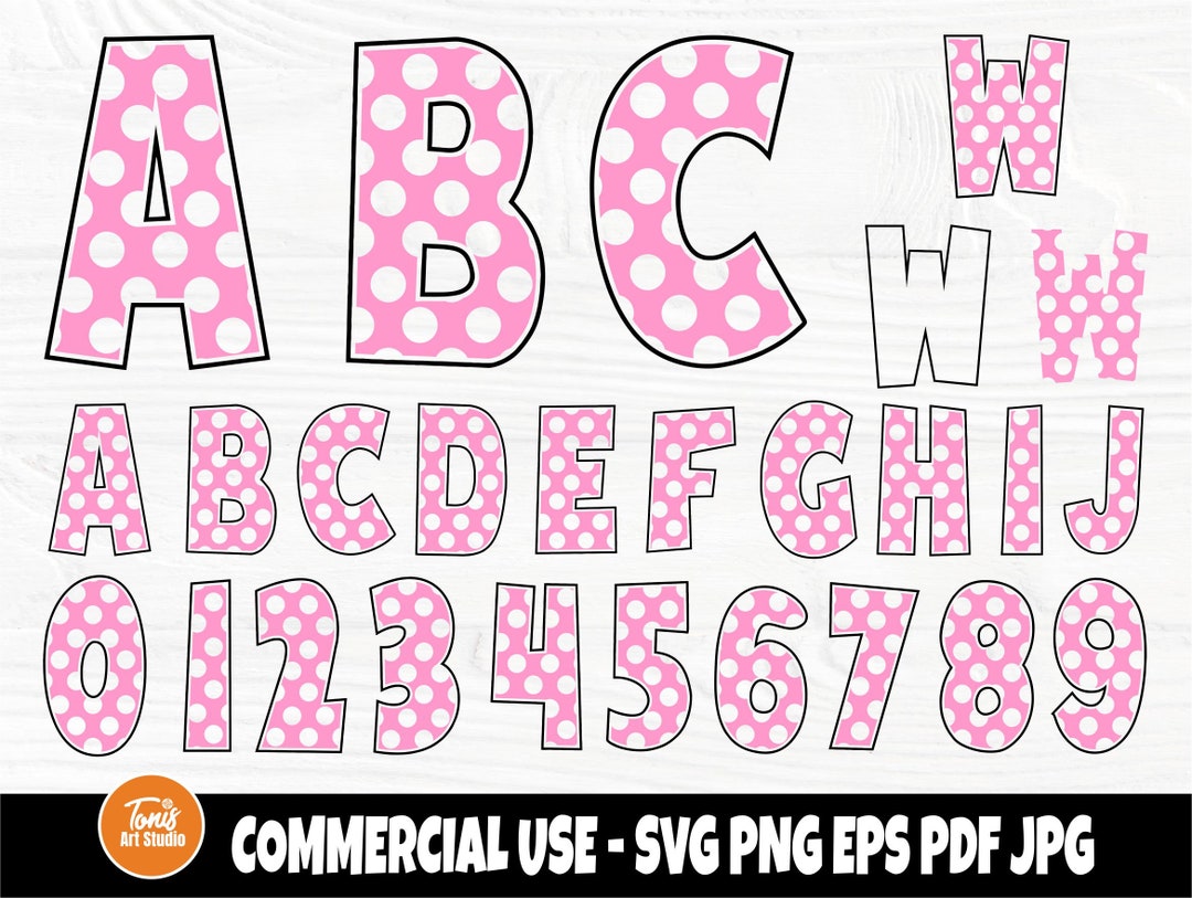 Polka Dot SVG Cut Files, Alphabet Svg, Monogram Font Svg, Pink Polka ...