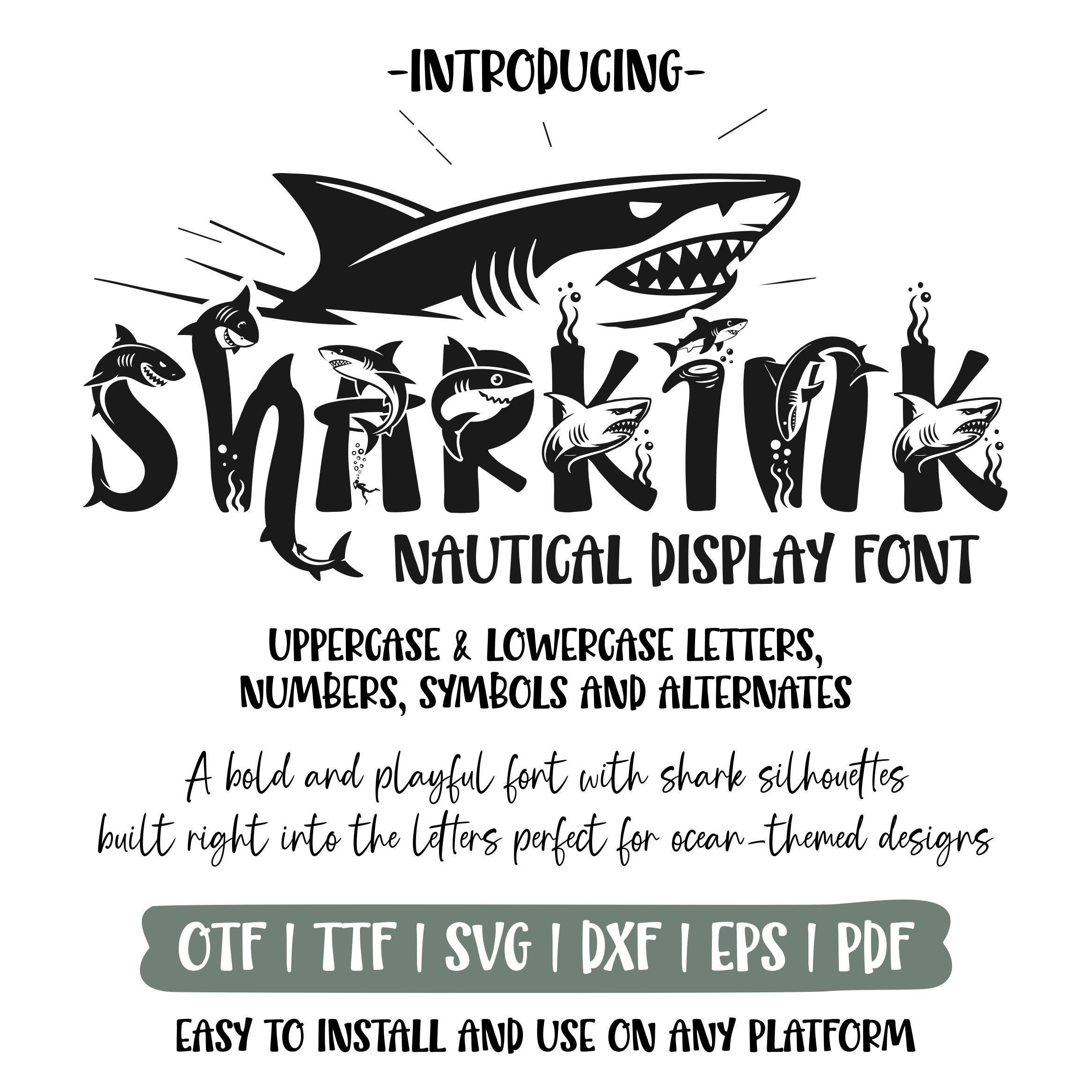 Shark Font: Ocean Alphabet SVG, Cricut & Procreate Font (digital ...