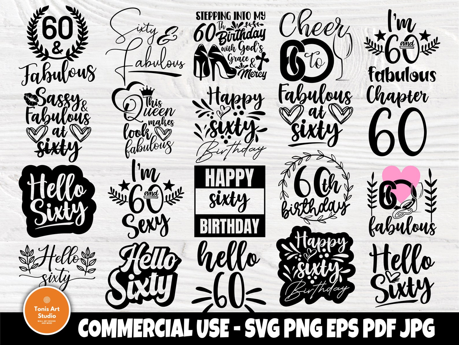 60th Birthday SVG Sixty Svg Hello 60 Svg Png - Etsy