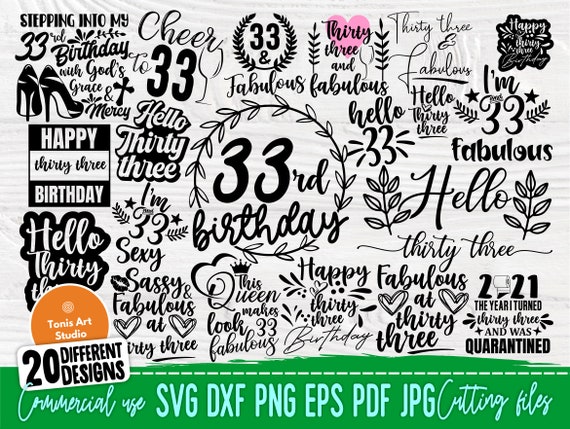 33rd Birthday SVG Bundle Birthday Shirt Designs - Etsy