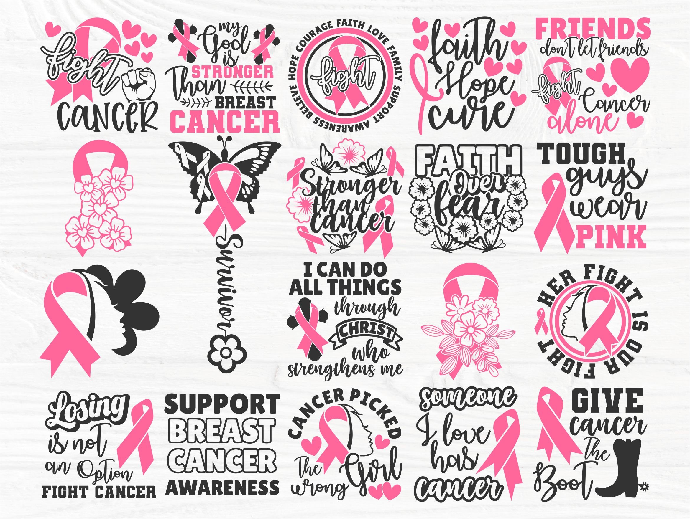 Breast Cancer SVG Bundle Awareness Ribbon Svg Cancer - Etsy