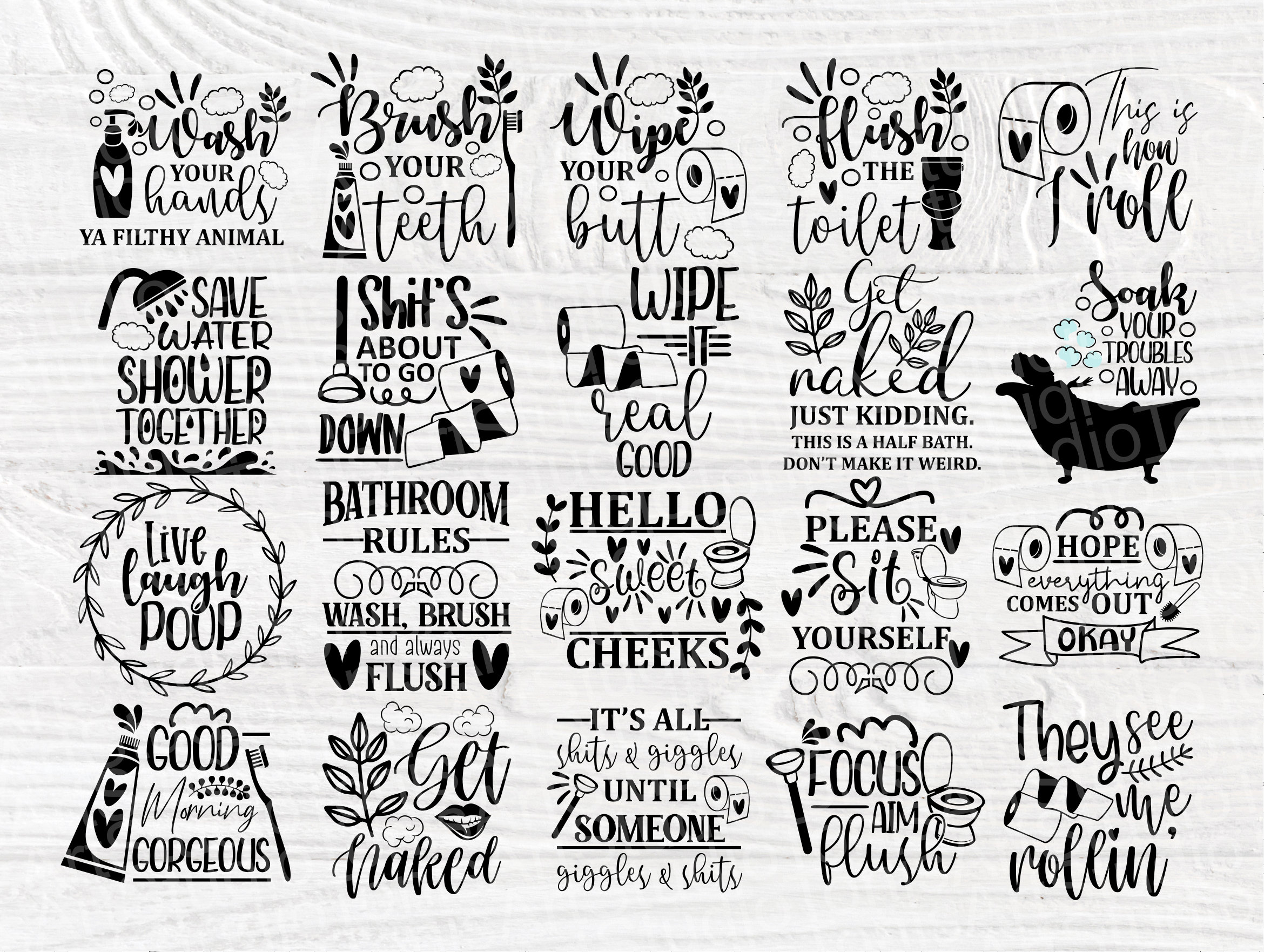 Bathroom SVG Bundle Bathroom Signs Svg Cut Files - Etsy