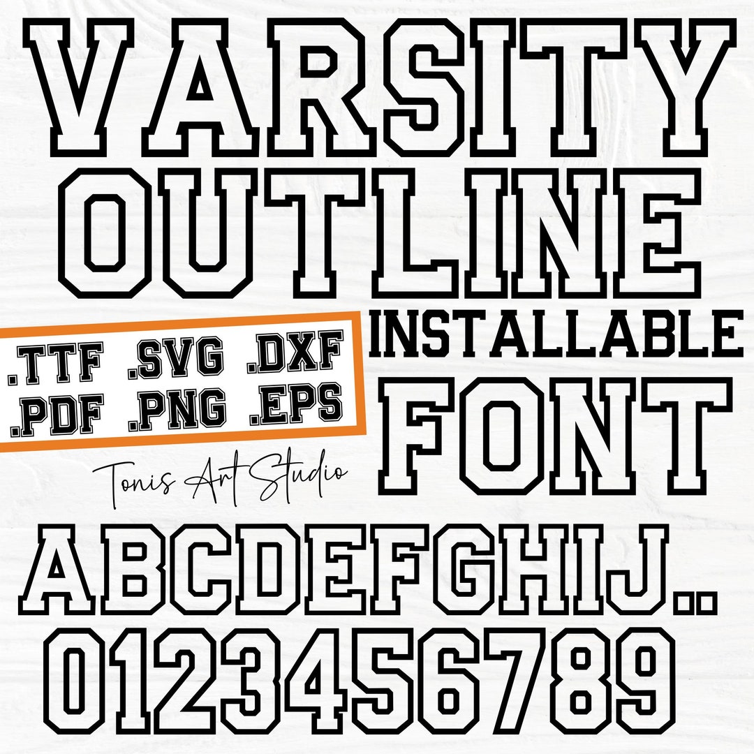 Varsity Font SVG TTF: Outline Style Letters for College Projects - Etsy