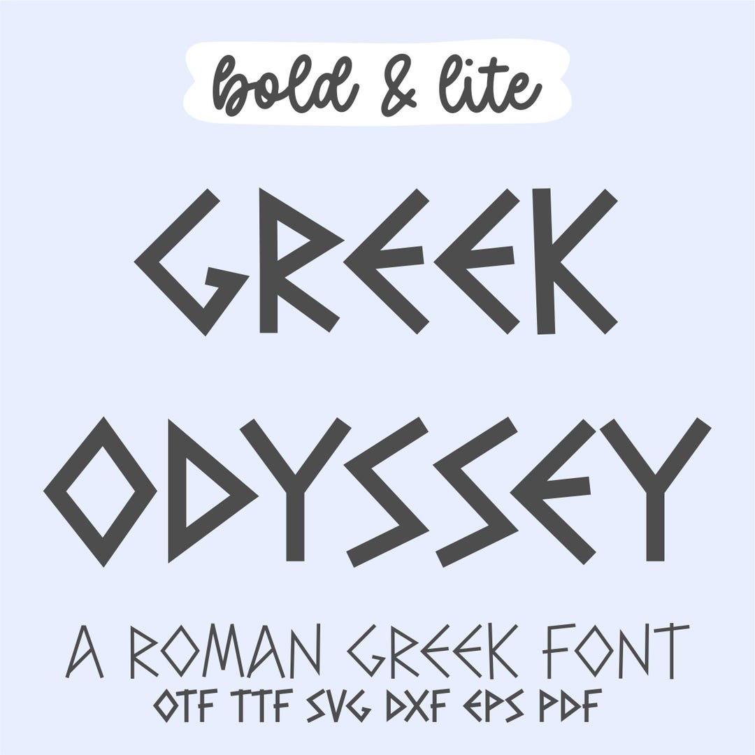 Greek Odyssey Font: Bold & Lite, Ancient Alphabet (OTF TTF SVG Digital ...