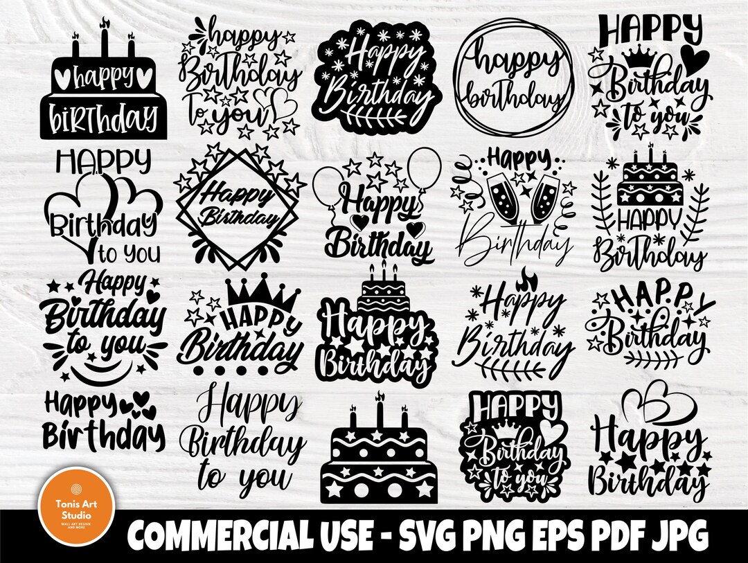 Happy Birthday SVG Bundle, Birthday Cake Svg - Etsy