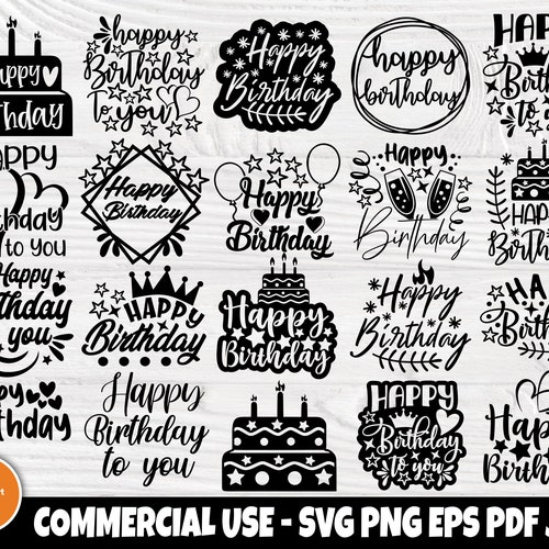 Happy Birthday Svg Bundle Cake Toppers Svg Bundle Birthday Etsy Uk