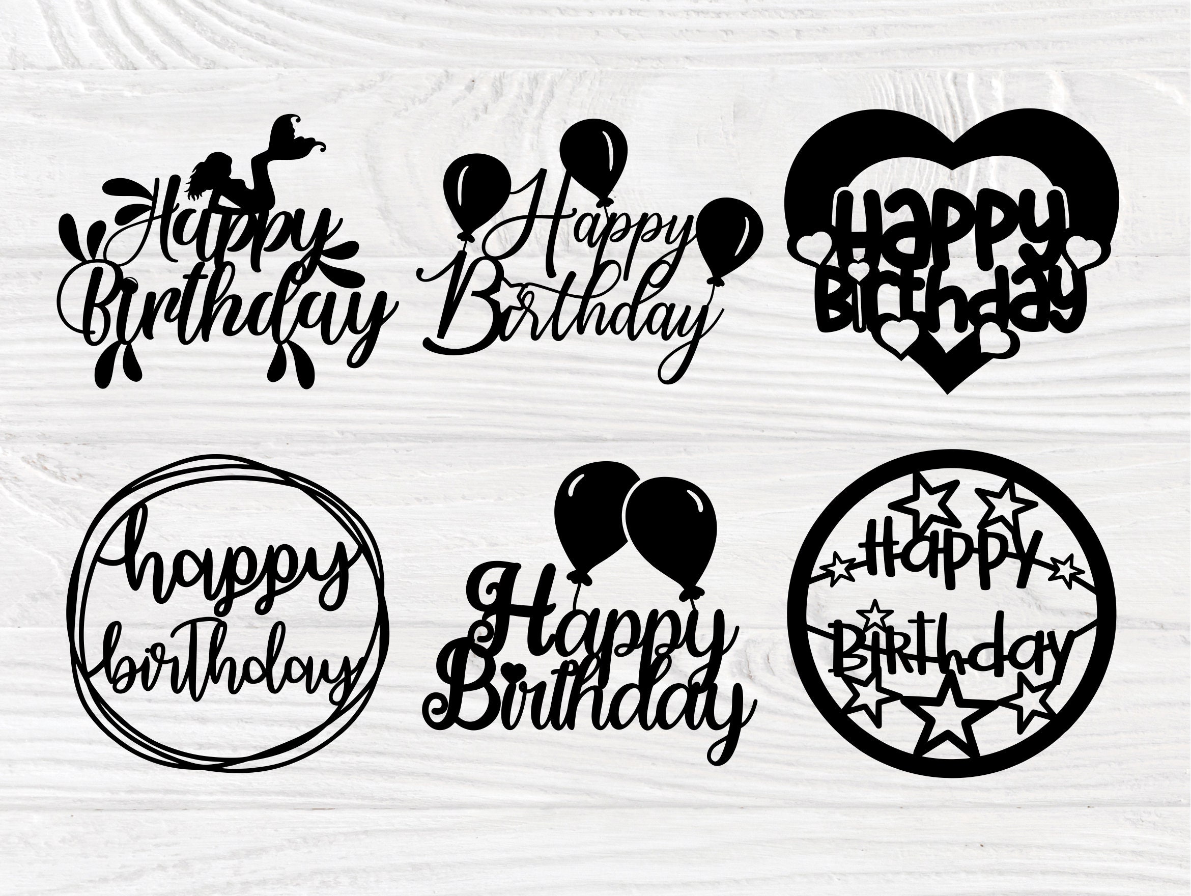 Happy Birthday Svg Bundle Balloon Cake Topper Cake Toppers - Etsy UK