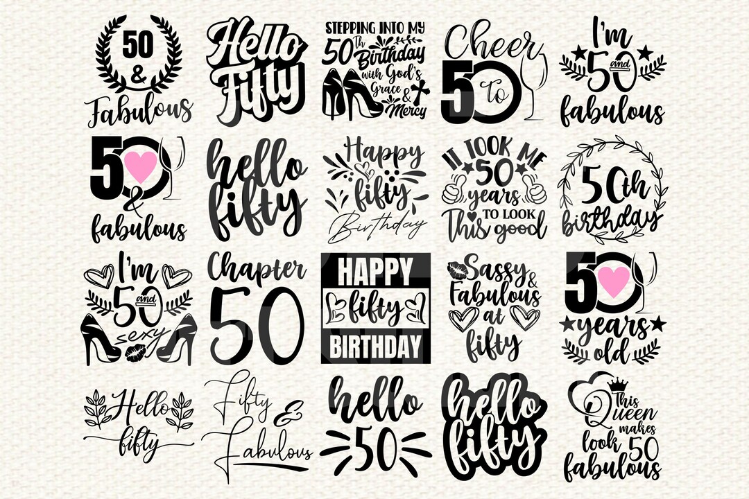 50th Birthday SVG, Fifty Svg, Hello 50 Svg, Png - Etsy UK