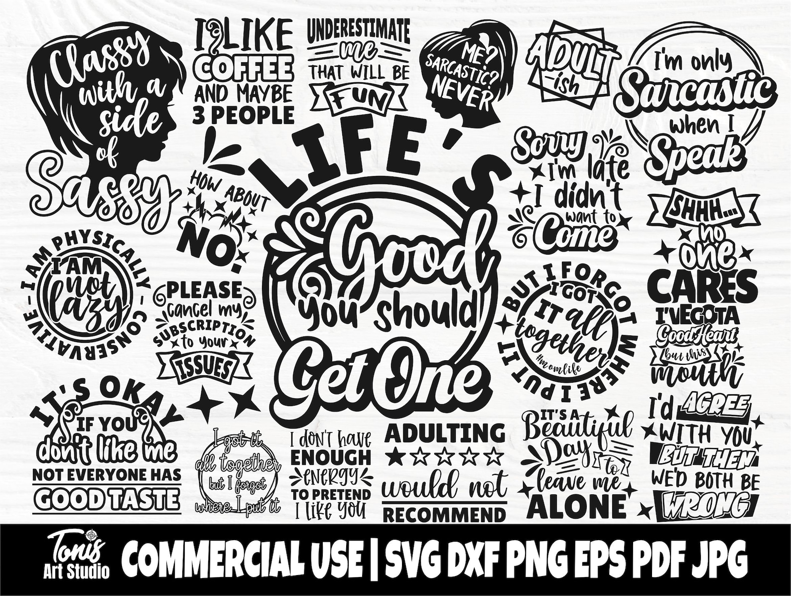 Sarcastic Svg Bundle Sassy Quotes Svg Cut Files Etsy