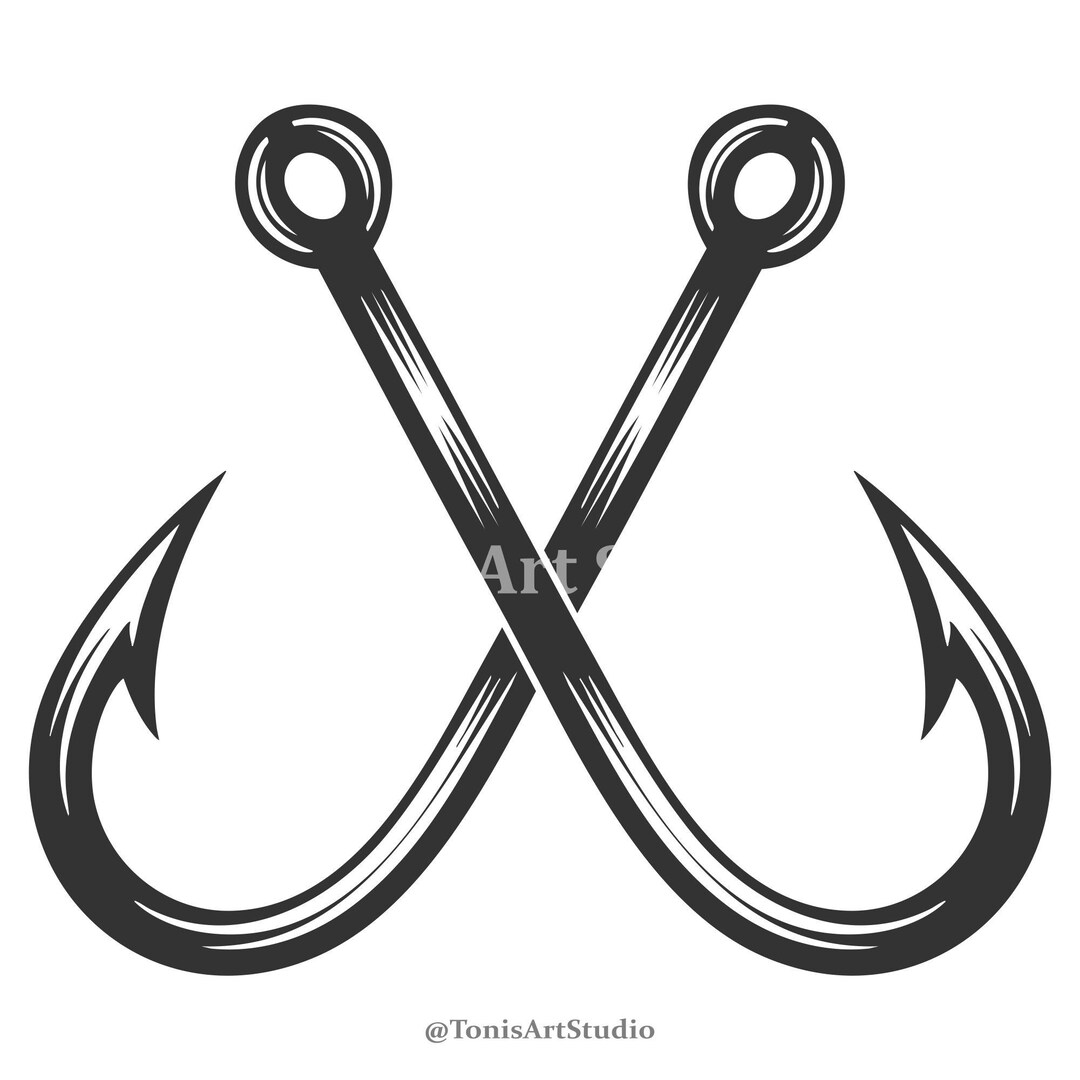 Crossed Fishing Hooks SVG – Fishing Clipart for Shirts – Png Dxf Eps ...