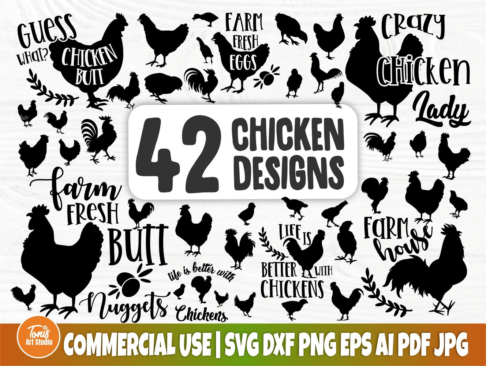 Chicken SVG Bundle Funny Chicken Svg Farm Svg Rooster - Etsy UK