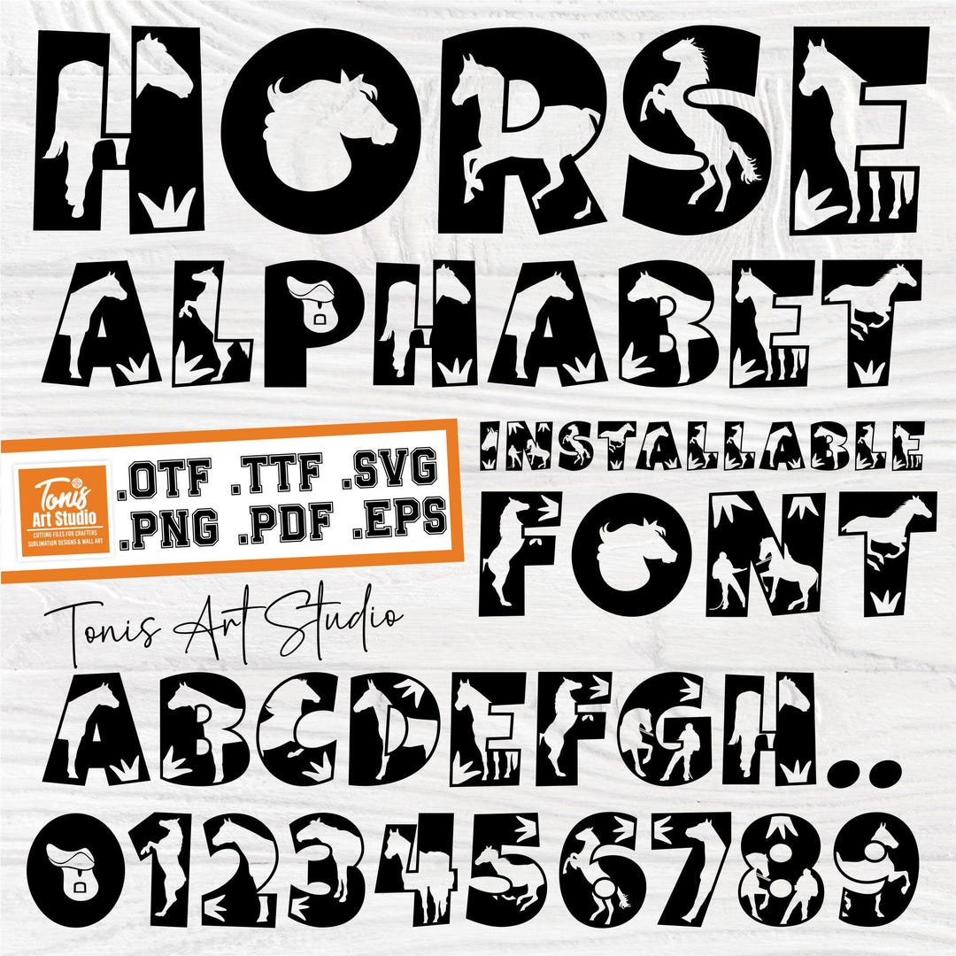 Horse Font SVG | Western Horse Alphabet Letters | Installable Horse ...