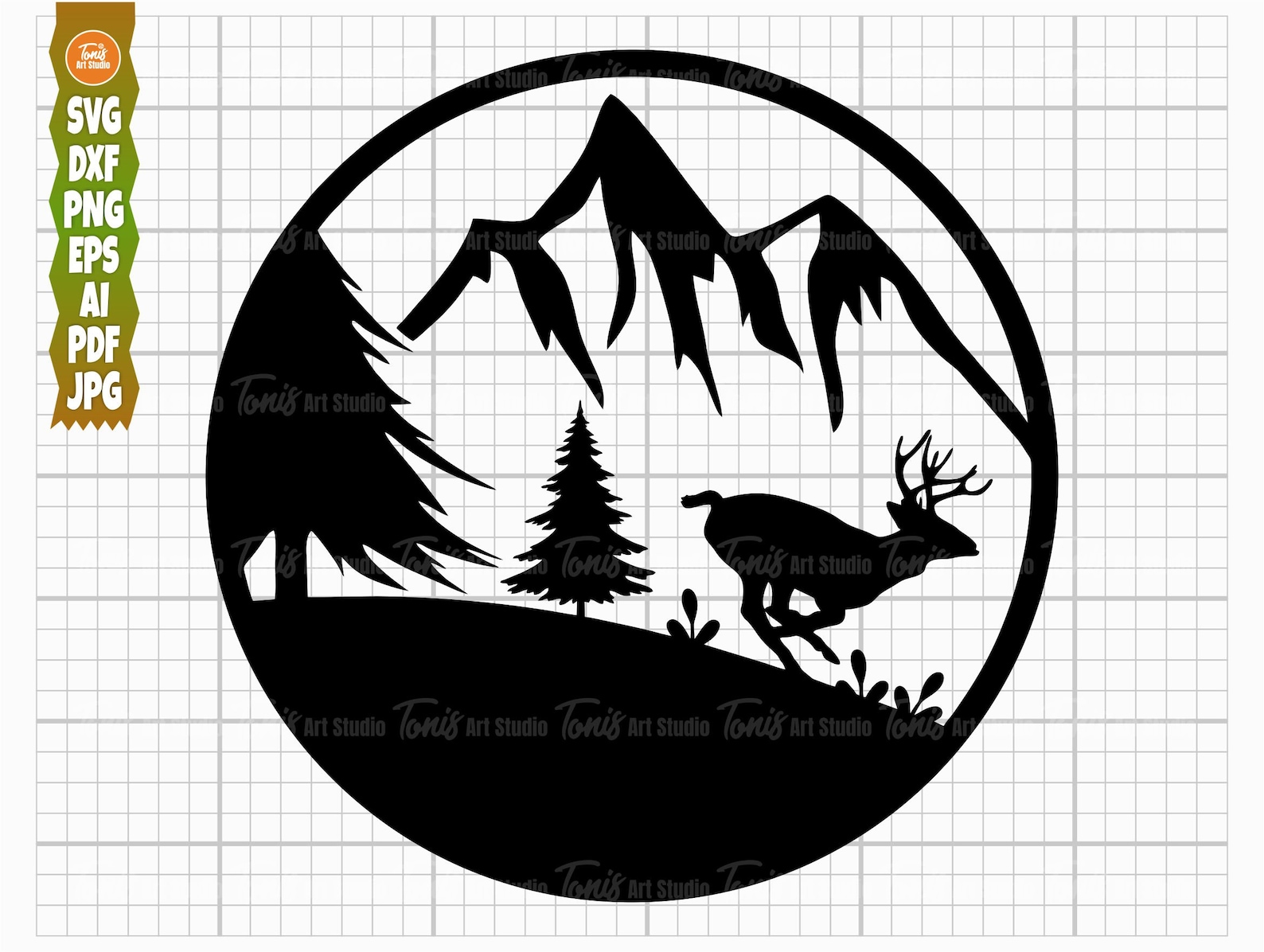 Deer Scene SVG PNG DXF Wildlife Svg Deer Svg Cut File | Etsy UK