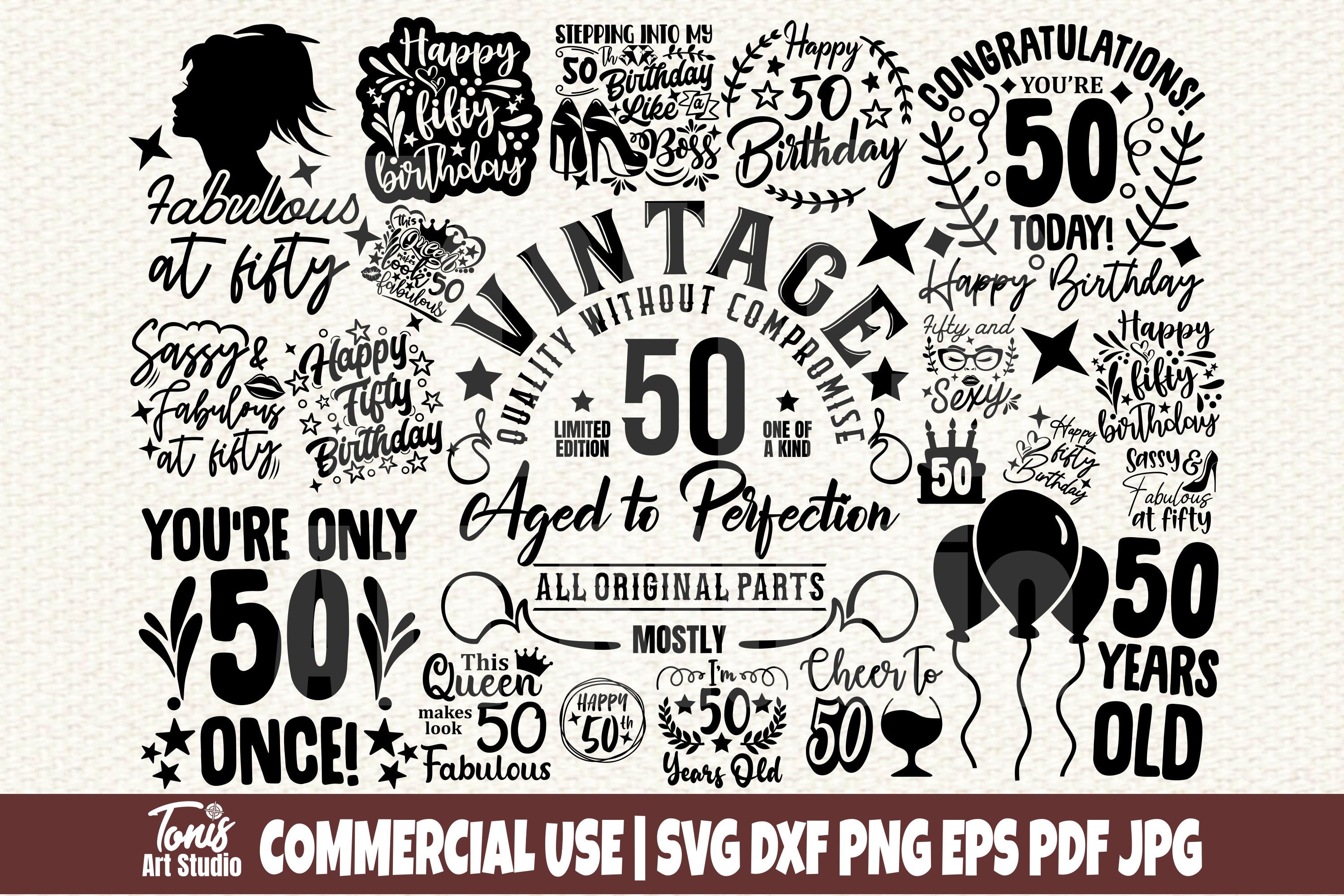 50th Birthday Svg Bundle Fifty Birthday Shirt Svg Etsy