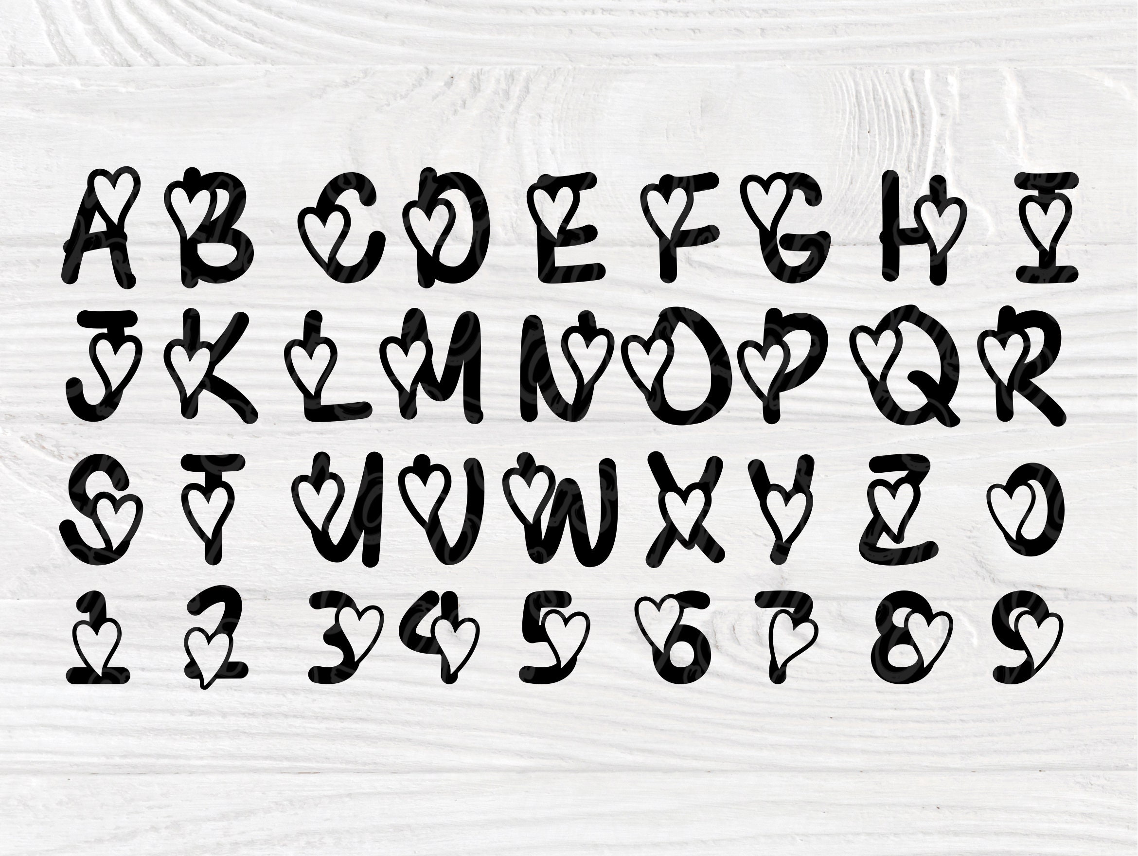 Heart Font Svg Valentines Alphabet Svg Font Cut Files Etsy Ireland